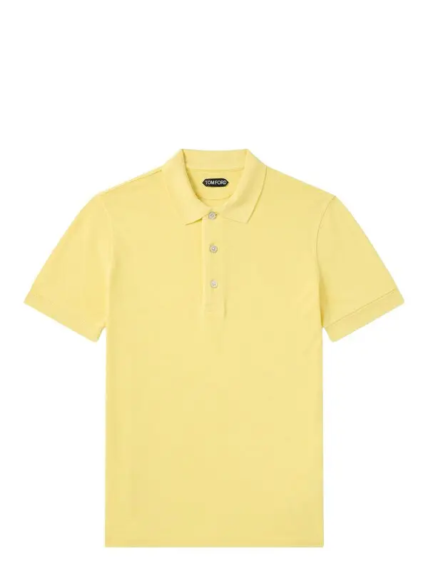 TOM FORD Slim-fit Lyocell And Cotton-blend Piqué Polo Shirt - Yellow