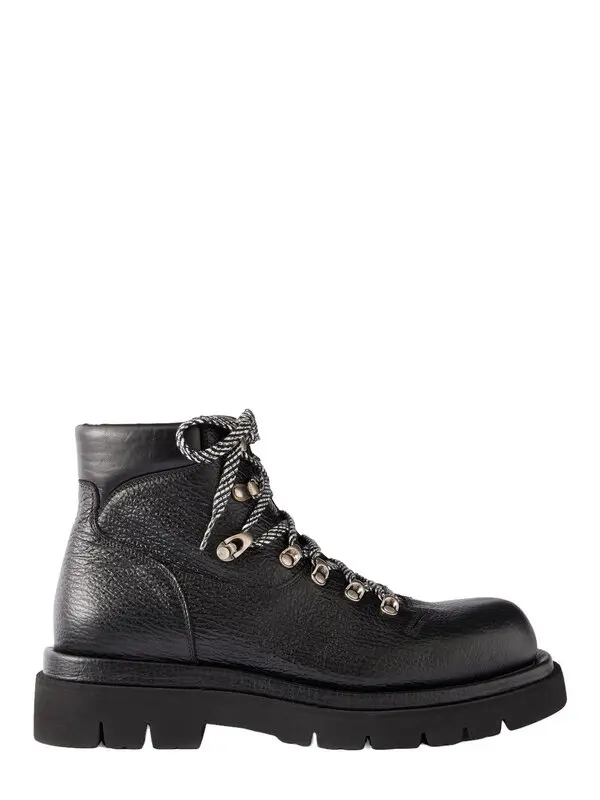 Bottega Veneta Full-grain Leather Hiking Boots - Black