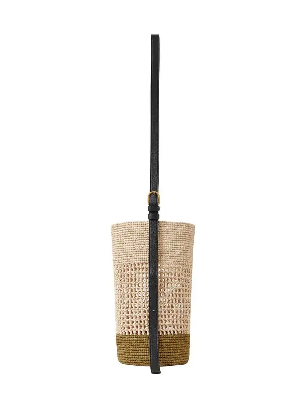 Khaite Billie Leather-trimmed Raffia Bucket Bag - Neutrals