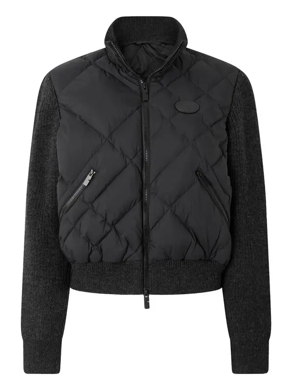 Burberry Ribbed Wool-blend Paneled Padded Shell Down Jacket - Black