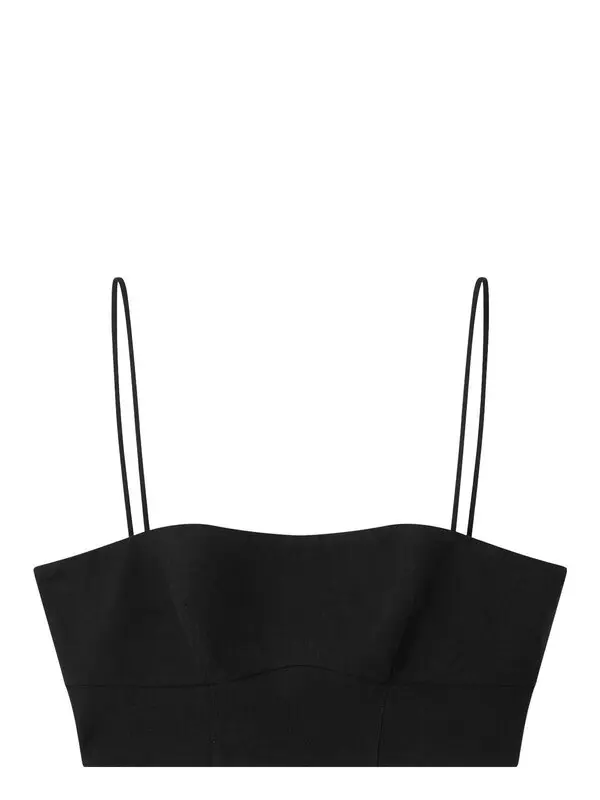 Gabriela Hearst Blazie Cropped Linen Top - Black