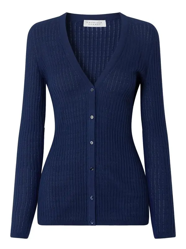 Gabriela Hearst Emma Pointelle-knit Cardigan - Blue