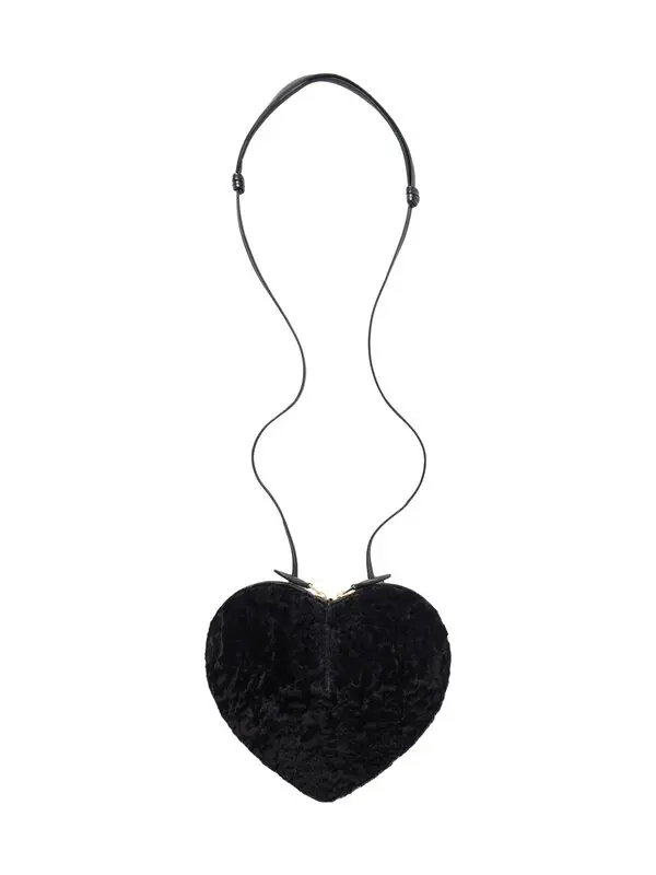 Alaïa Le Coeur Leather-trimmed Shearling Shoulder Bag - Black