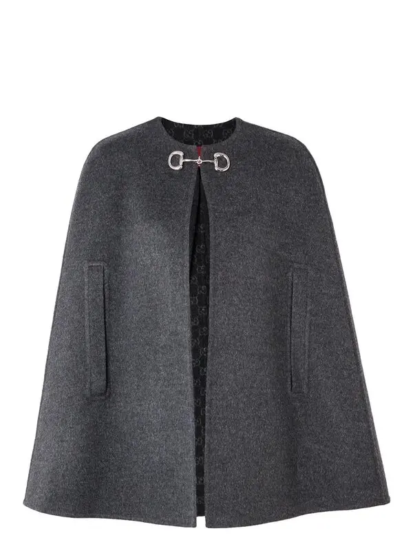 Gucci Horsebit-detailed Wool And Silk-blend Cape - Gray