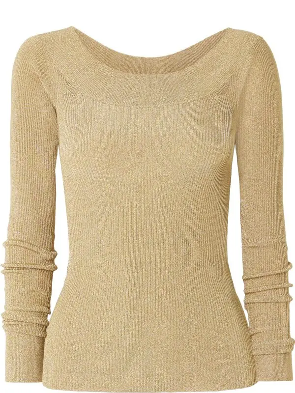 Stella McCartney Metallic Ribbed-knit Top - Gold