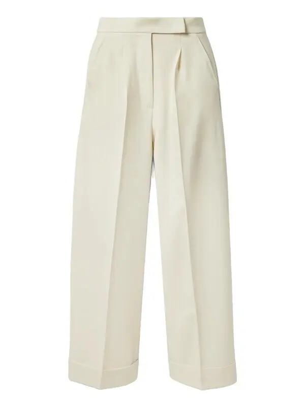 Max Mara Pleated Wool-blend Wide-leg Trousers - Neutrals