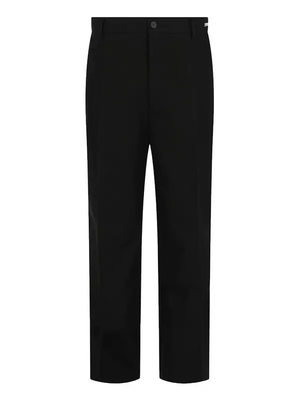 FERRAGAMO Flared Cotton Chino Trousers - Black