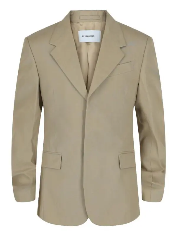 FERRAGAMO Single-breasted Blazer - Beige