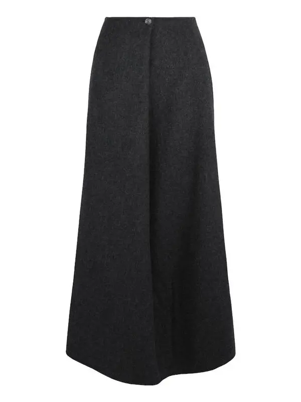 Givenchy Foldover Mid-rise Wool-blend Midi Skirt - Dark Grey