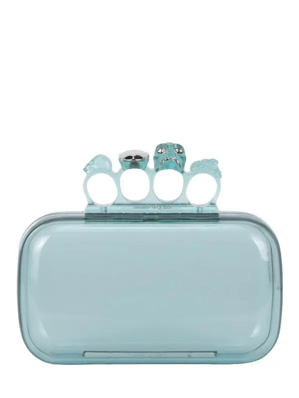 Alexander McQueen Skull Four-ring Clutch - Pale Blue