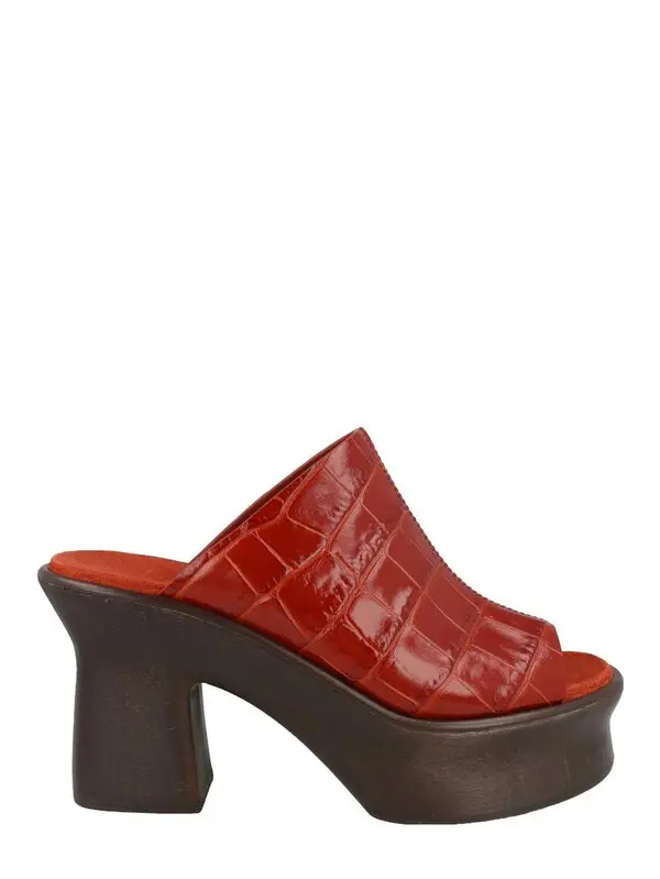 FERRAGAMO Samanta Croc-embossed Platform Mules - Rust
