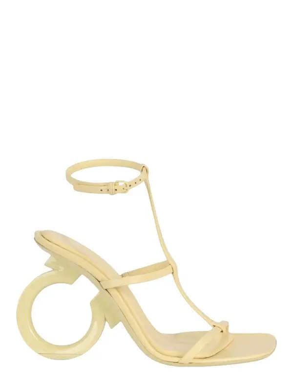 FERRAGAMO Elina X5 Gancini Logo Heels - Light Yellow