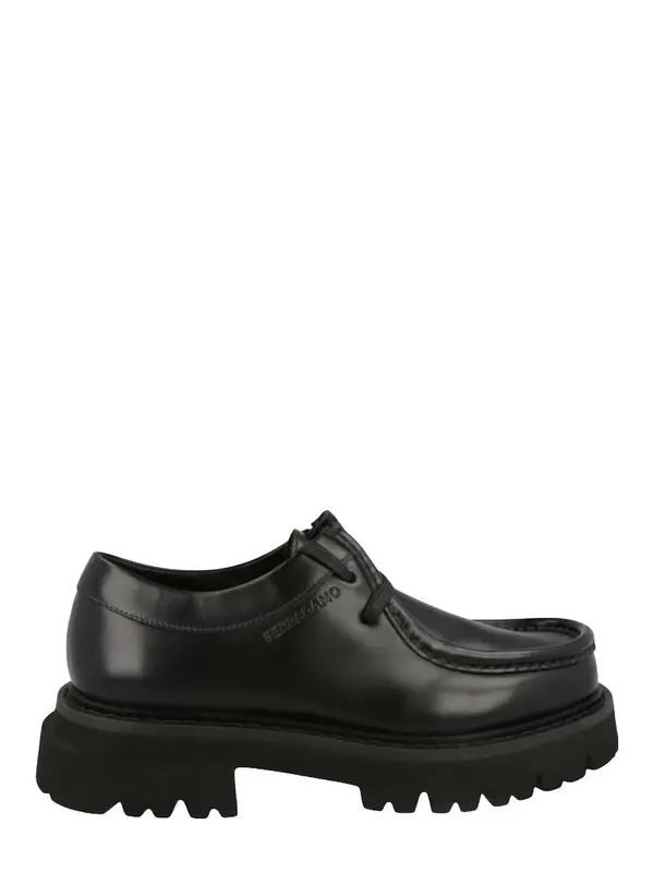 FERRAGAMO Deroy Leather Dress Sneakers - Black