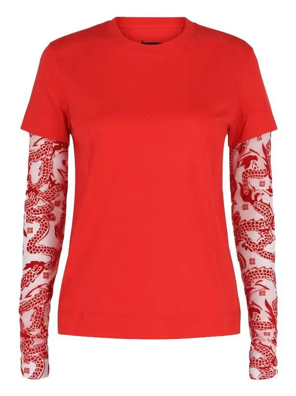 Givenchy Double Layer Long Sleeve T-shirt - Vermilion