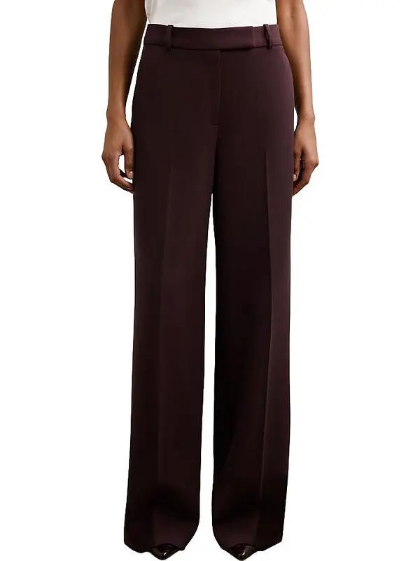 REISS Gabi Wide Leg Trousers - Berry
