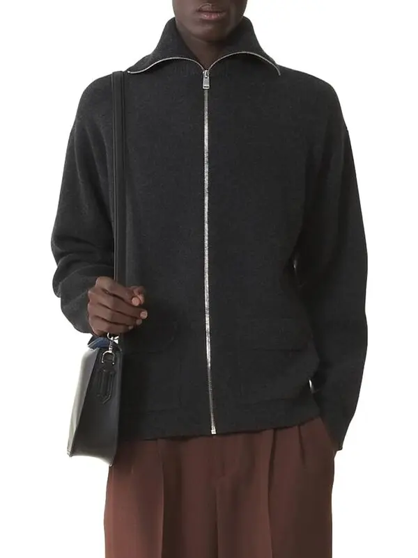 LANVIN Cashmere Zip Cardigan - Heather Grey