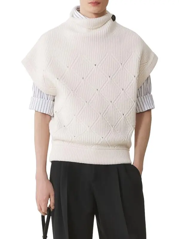 LANVIN Diamond Detail Sleeveless Wool Sweater - Cloth
