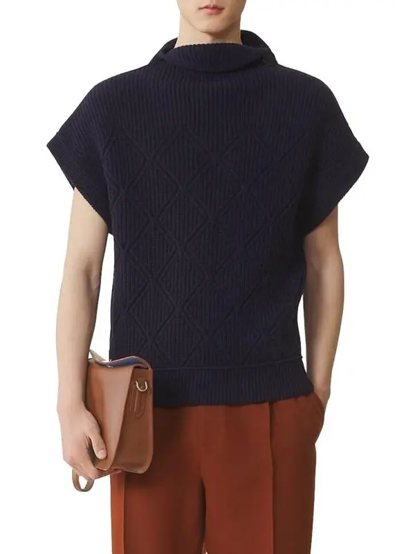 LANVIN Diamond Detail Sleeveless Wool Sweater - Montana