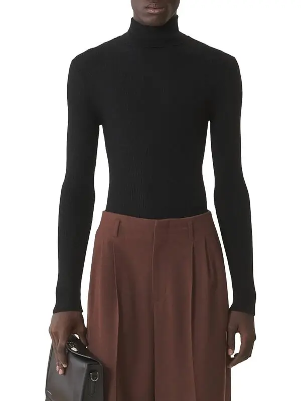 LANVIN Turtleneck Sweater In Merino Wool And Silk - Black