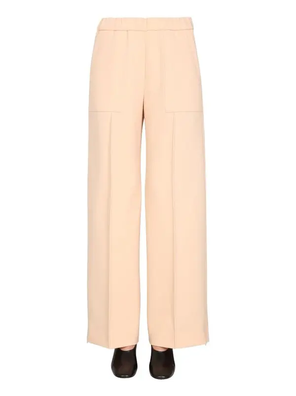 JIL SANDER Wide Leg Wool Pants - Nude