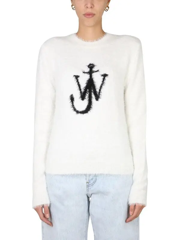 JW Anderson Logo Intarsia Knit Top - White