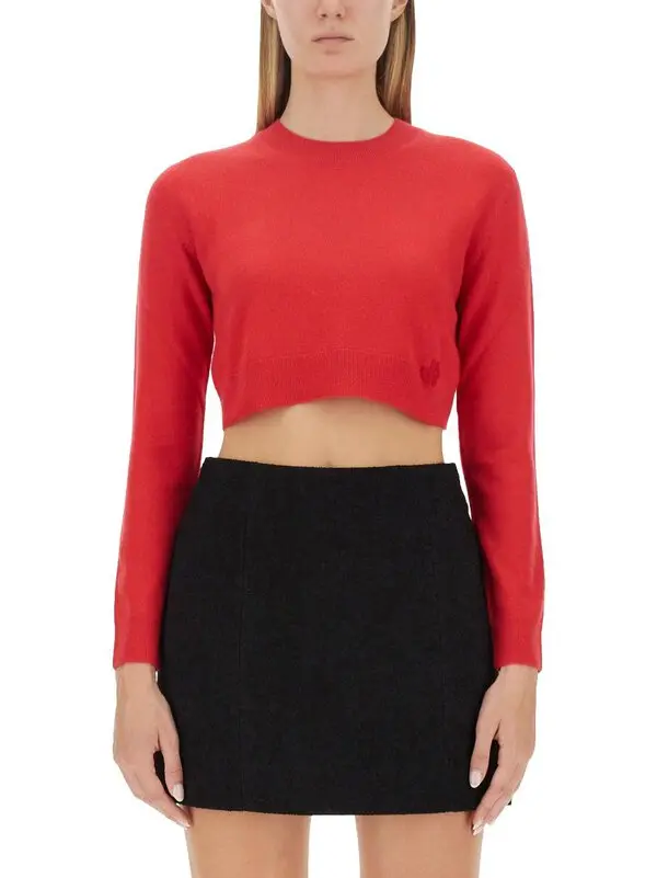 Patou Cropped Merino Wool Cashmere Shirt - Red