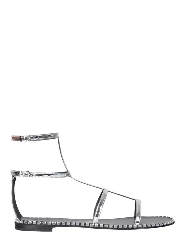 GIUSEPPE ZANOTTI Flat Gladiator Sandals - Silver