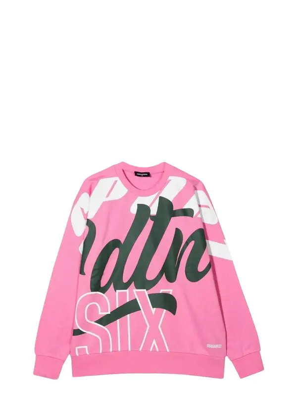 Dsquared2 Crewneck Sweatshirt With Allover Writing - Pink