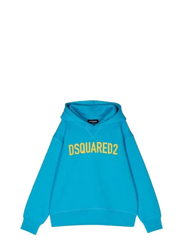 Dsquared2 Hooded Logo Cotton Hoodie - Azure