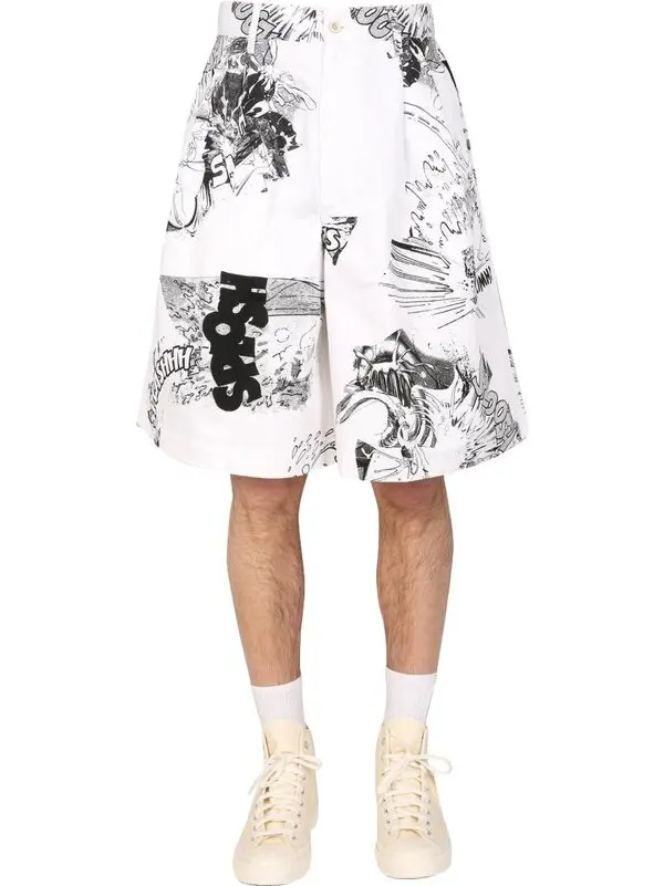Comme Des Garçons X Christian Marclay Printed Shorts - White