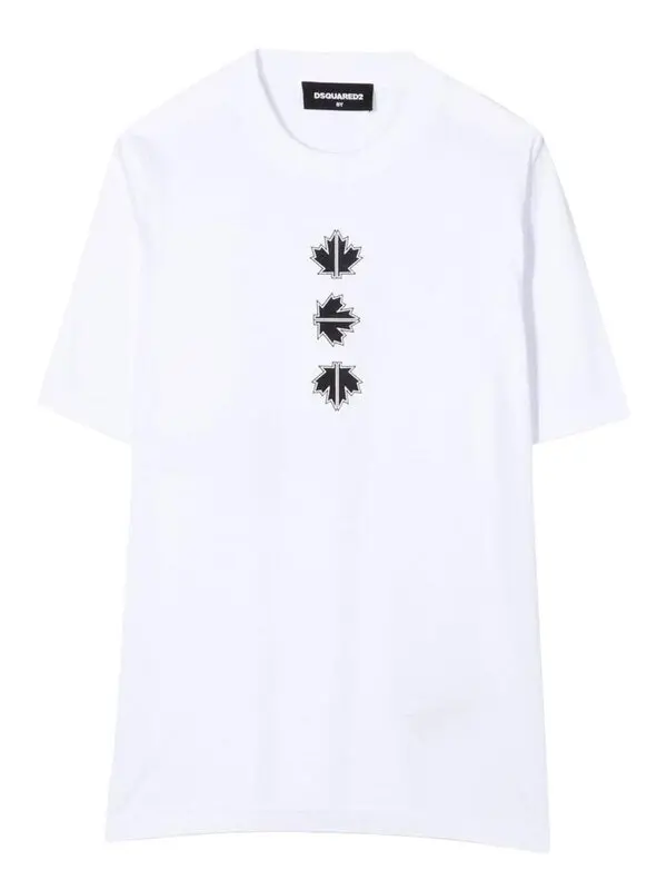 Dsquared2 T-shirt With Logo And Leaves - White