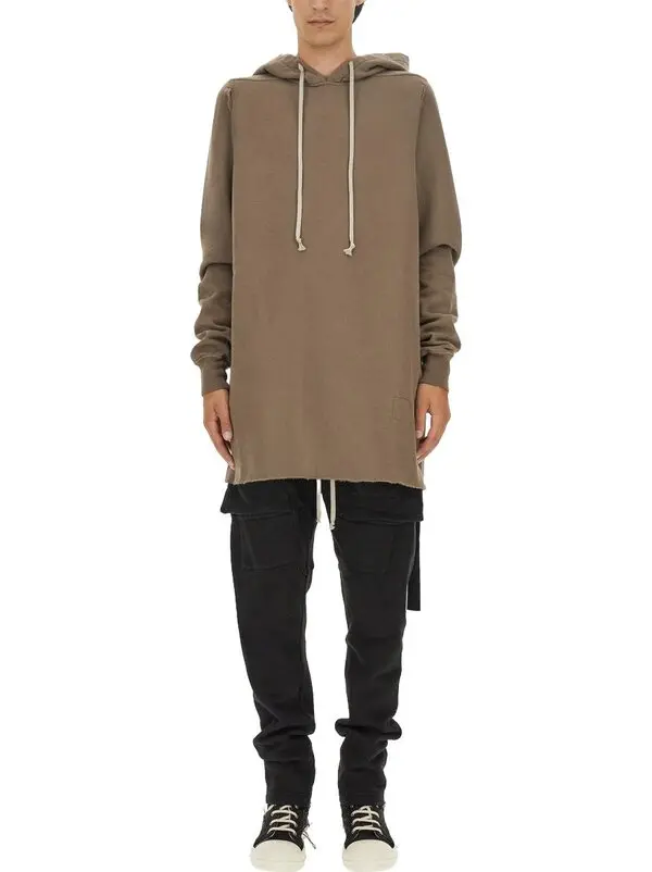Rick Owens Oversized Cotton Hoodie - Beige