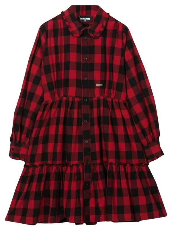 Dsquared2 Checked Dress With Buttons And Collar - Multicolour