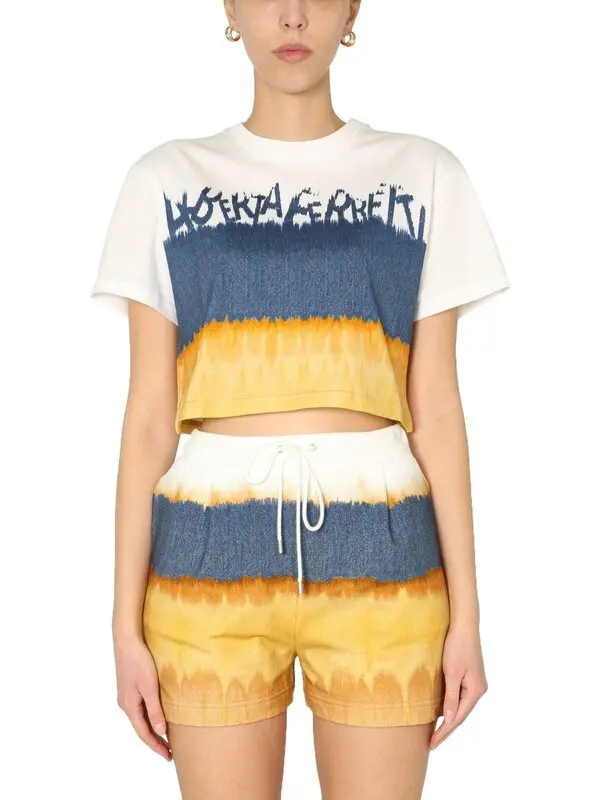 Alberta Ferretti Cropped Printed T-shirt - Yellow