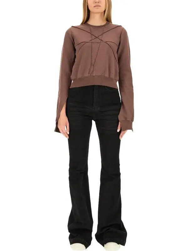 Rick Owens Cropped Sweatshirt - Brown