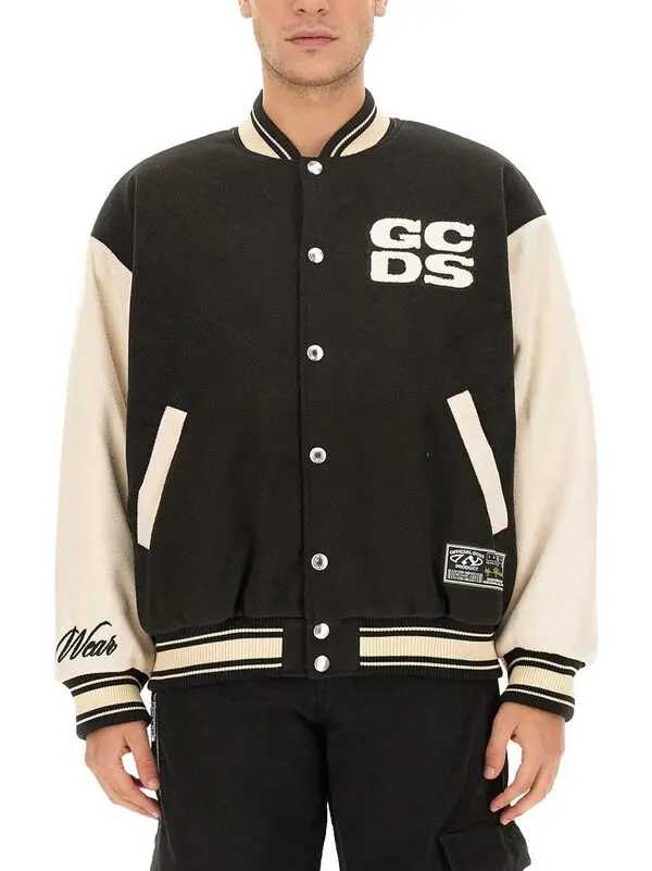 Gcds Wirdo Varsity Bomber Jacket - Black