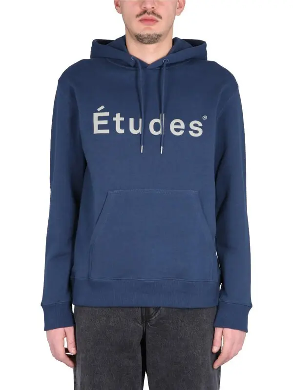 ETUDES Cross-neck Hoodie - Blue