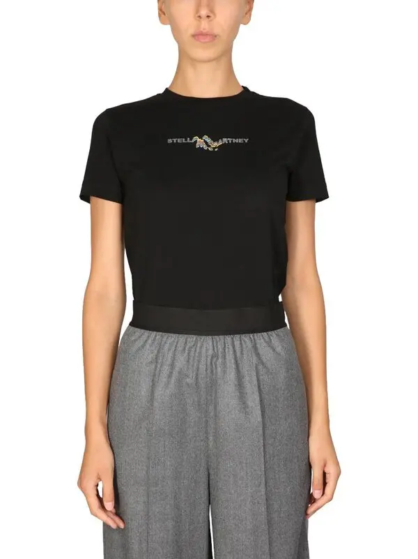 Stella McCartney T-shirt With Front Logo - Black