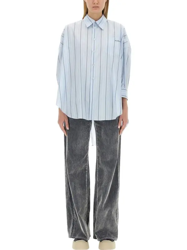 Marni Asymmetrical Striped Shirt - Azure