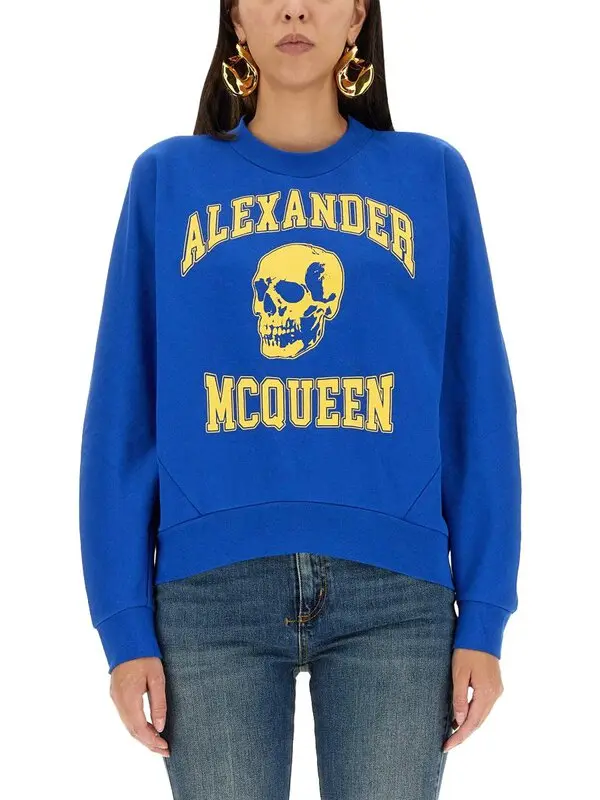 Alexander McQueen Varsity Skull Sweatshirt - Blue