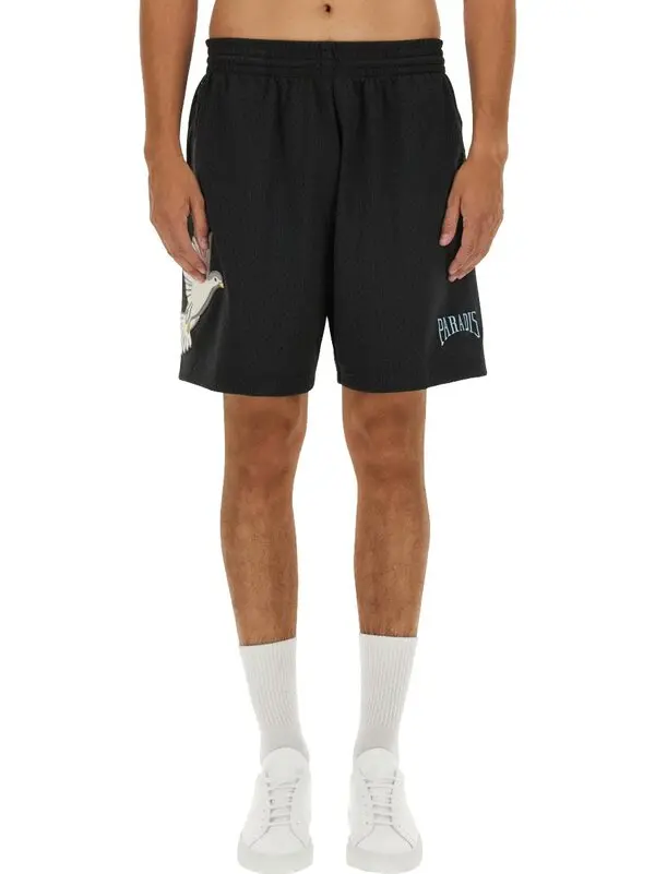 3.PARADIS Bermuda With Logo - Black