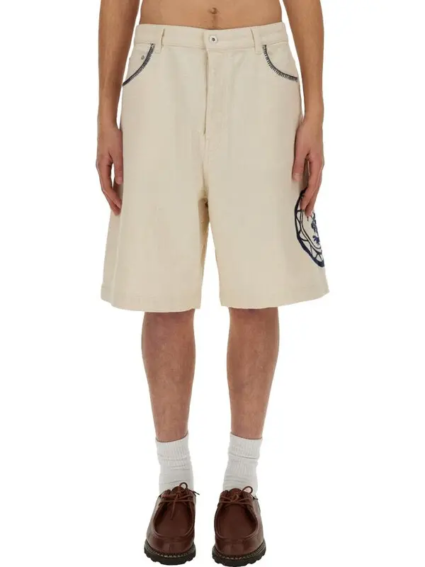 Drole De Monsieur Cotton Bermuda Shorts - Powder