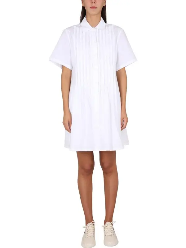 Kenzo Pleated Chemise Dress - White