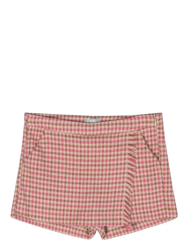 IL GUFO Checked Skirt Pants - Fuchsia