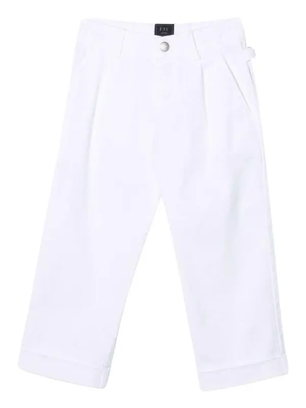 FAY Cotton-blend Trousers - White