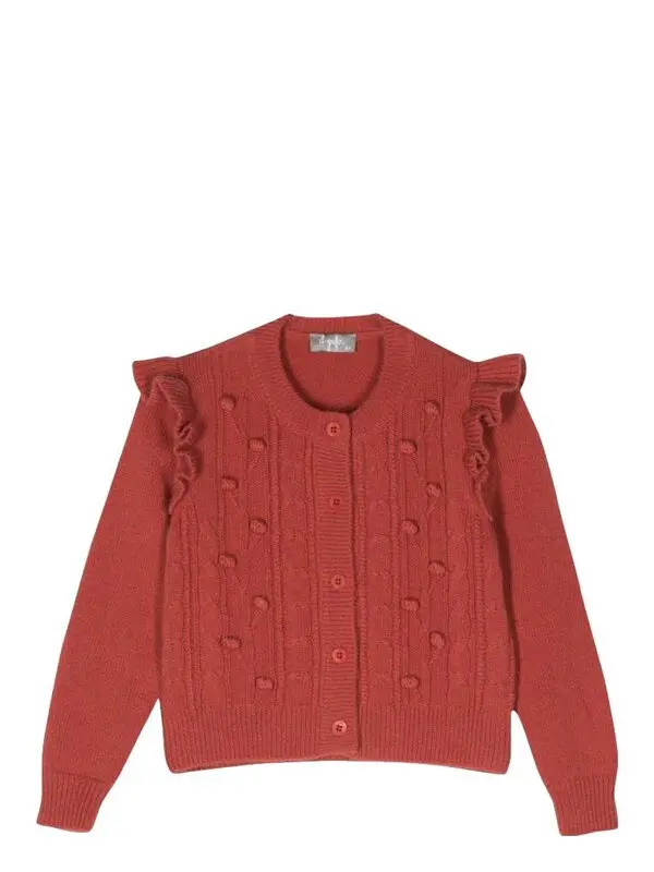 IL GUFO Ruffle Cardigan - Brown