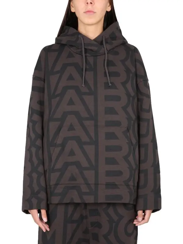 Marc Jacobs Monogram Logo Hooded Sweatshirt - Brown
