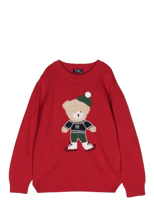 IL GUFO Teddy Bear Crew Neck Pullover - Red