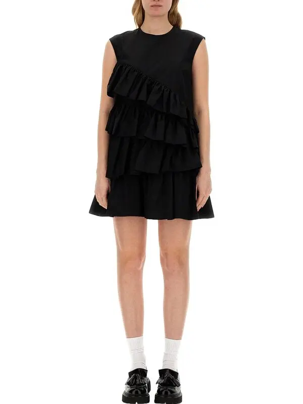 MSGM Ruffled Cotton Dress - Black