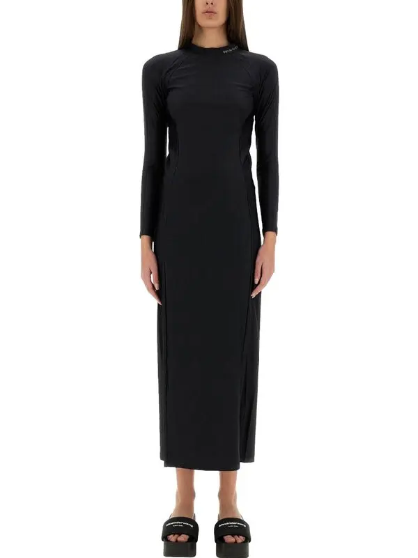 Alexander Wang Long Dress With Logo - Black